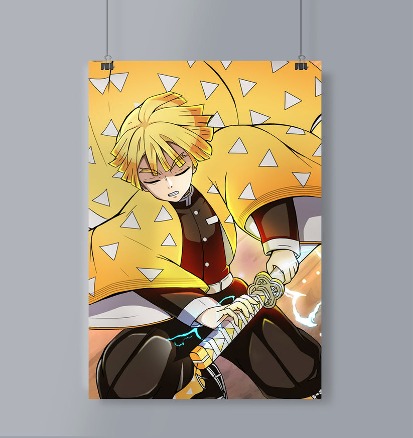 Zenitsu Agatsuma 19*13 Poster Portrait Demon Slayer – Mangastore